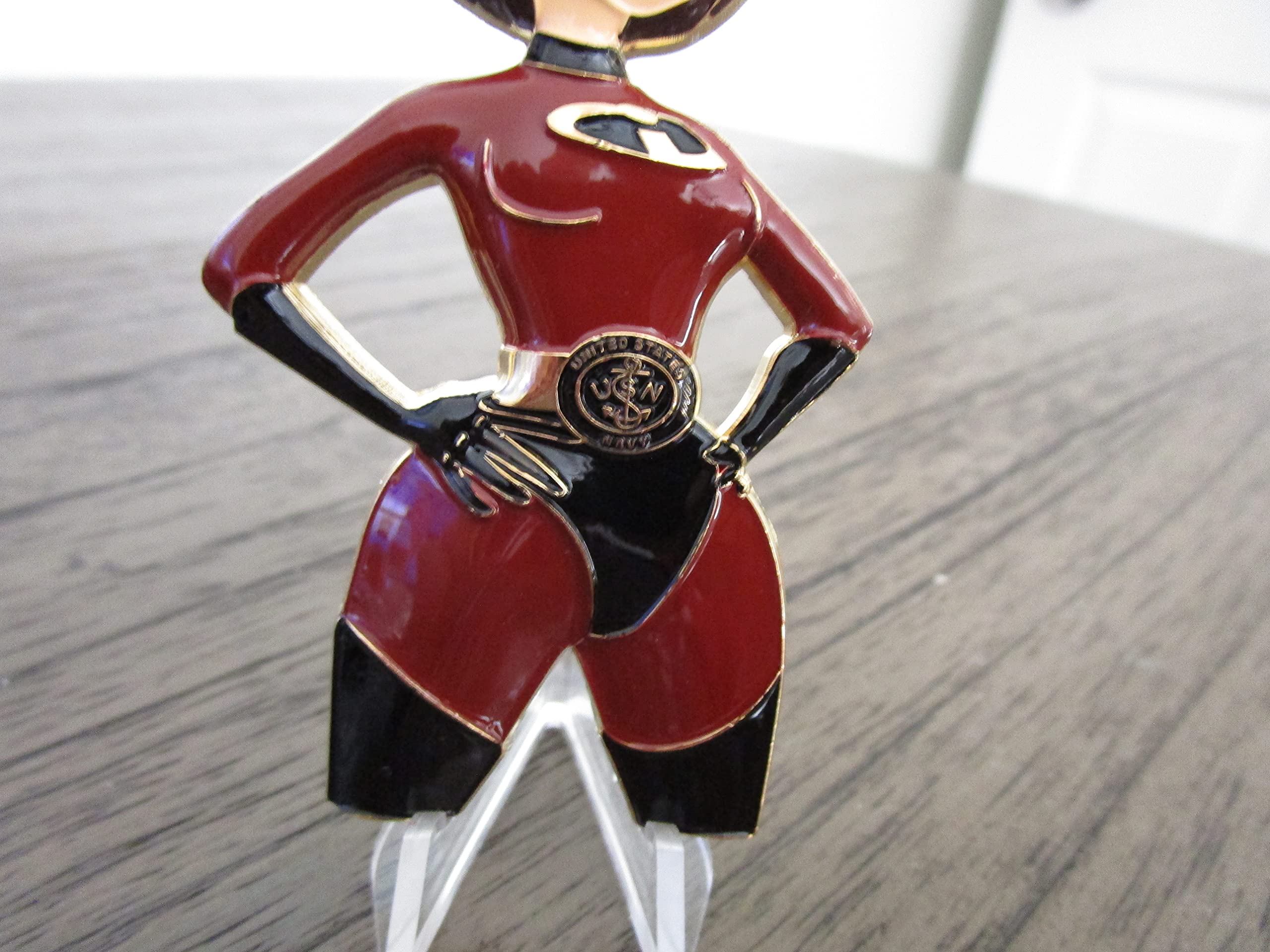 United States Navy Superhero Elastigirl Mrs Incredibles Leave Saving The World to The Men I Don't Think So! Ask The Chief Serialized Challenge Coin