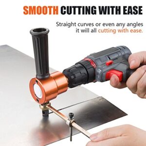 Dicfeos Double Head Sheet Metal Cutter, Versatile Nibbler Drill Attachment for Straight Curve and Circle Cutting, Maximum 14 Gauge Steel, Perfect for Home DIY and Car Repair