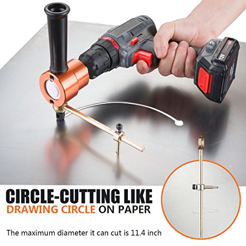 Dicfeos Double Head Sheet Metal Cutter, Versatile Nibbler Drill Attachment for Straight Curve and Circle Cutting, Maximum 14 Gauge Steel, Perfect for Home DIY and Car Repair