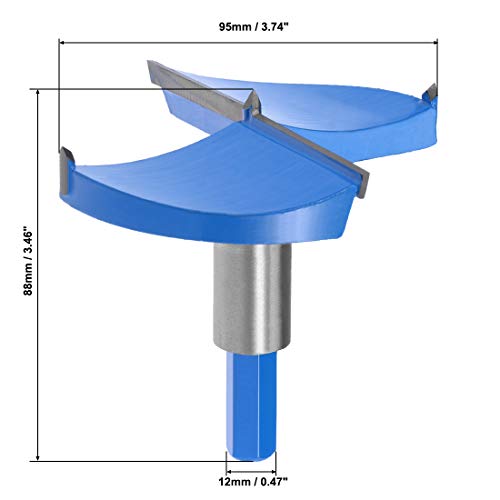 uxcell Forstner Drill Bits 95mm, Tungsten Carbide Wood Hole Saw Auger Opener, Woodworking Hinge Hole Drilling Boring Bit Cutter (Blue, Gray)