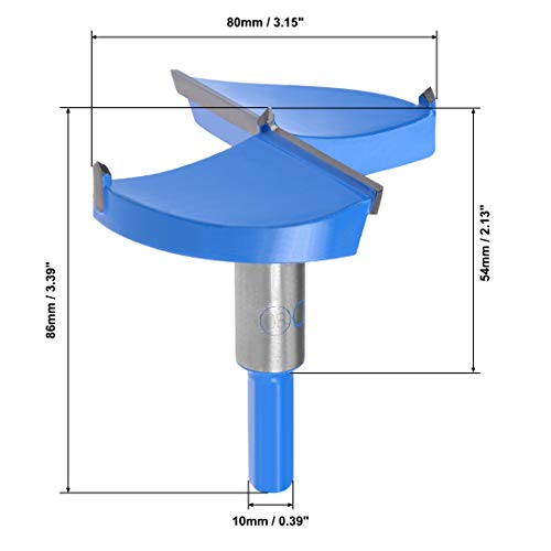 uxcell Forstner Drill Bits 80mm, Tungsten Carbide Wood Hole Saw Auger Opener, Woodworking Hinge Hole Drilling Boring Bit Cutter (Blue, Gray)