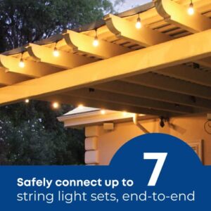 Feit Electric 30ft Outdoor String Lights 15 Sockets, Dimmable, Heavy-Duty Weather Resistant Decorative Outdoor Incandescent String Lights, 20 S14 Incandescent Bulbs Included, Amber Glow