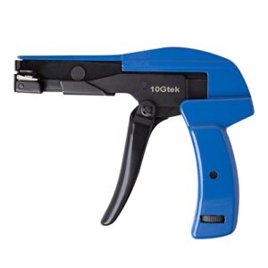 10gtek cable tie gun - fastening and cutting tool with handle special for nylon cable tie fasten and cut cables in blue