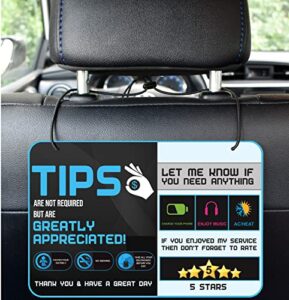 tips - five star accessories rider-share sign for driver |sign rideshare 5 stars tips taxi sign driver rating appreciated ride-share driver signs- large 9x6 (pack of 2)