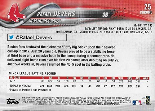 2018 Topps Chrome #25 Rafael Devers NM-MT RC Red Sox