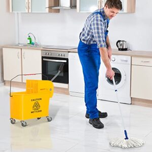 HOMCOM 5 Gallon Rolling Janitorial Cleaning Mop Bucket Commercial Restaurant with Down Press Wringer