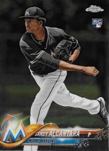 2018 topps chrome #128 sandy alcantara miami marlins rookie baseball card - gotbaseballcards