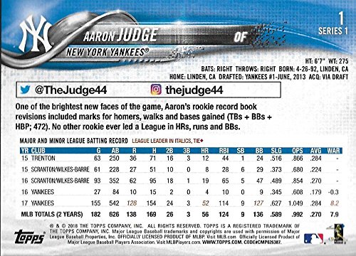 2018 Topps Chrome #1 Aaron Judge New York Yankees Baseball Card - GOTBASEBALLCARDS