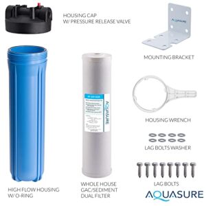 Aquasure Fortitude High Flow Whole House 25 Micron Sediment + Carbon Dual Purpose Water Treatment System - 20" x 4.5"