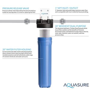 Aquasure Fortitude High Flow Whole House 25 Micron Sediment + Carbon Dual Purpose Water Treatment System - 20" x 4.5"