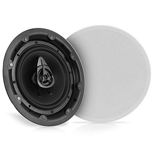 Pyle Ceiling and Wall Mount Speaker - Wireless Bluetooth 8” Dual 2-Way Audio Stereo Sound Subwoofer Kit with, 360 Watts, in-Wall & in-Ceiling Flush Mount for Home Surround System - Pyle PWRC85BT