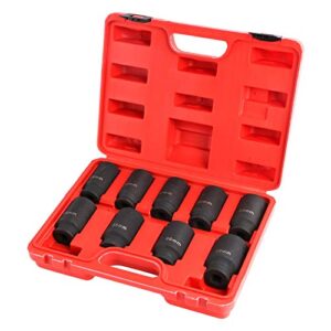 9PCS Deep Impact Socket Set 1/2" Drive Metric Axle Hub Nut Socket 29-38mm