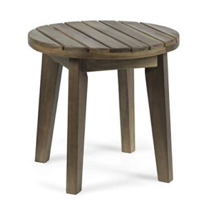 christopher knight home parker outdoor 16" acacia wood side table, gray finish