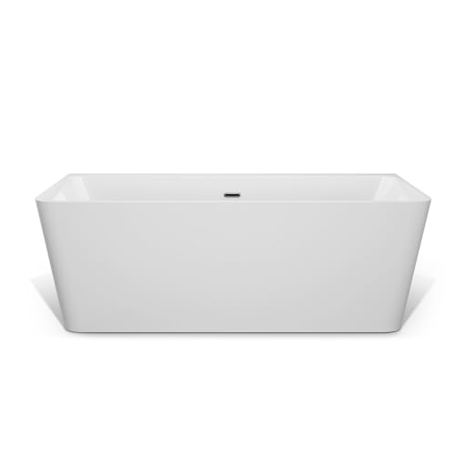 Empava 67" Bathtub Acrylic SPA Tub by Empava – Back to Wall Bathtubs with Custom Contemporary Design, White,