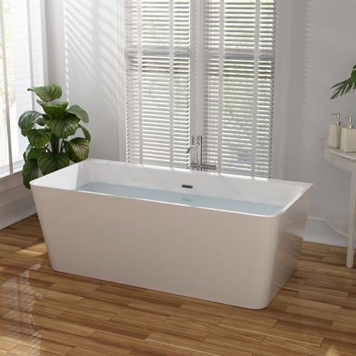 Empava 67" Bathtub Acrylic SPA Tub by Empava – Back to Wall Bathtubs with Custom Contemporary Design, White,