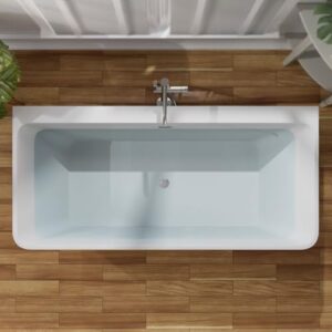 Empava 67" Bathtub Acrylic SPA Tub by Empava – Back to Wall Bathtubs with Custom Contemporary Design, White,