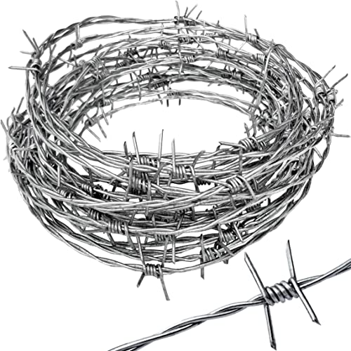 Real Barbed Wire 25ft 18 Gauge - Great for Crafts, Fences, and Critter Deterrent