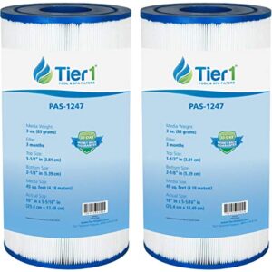 tier1 pool & spa filter cartridge 2-pk | replacement for spas freeflow legend, pleatco pff50p4, filbur fc-2401, unicel 5ch-45 and more | 45 sq ft pleated fabric filter media