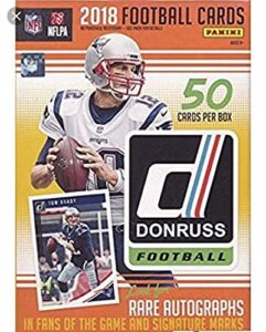 2018 donruss nfl football huge 50 card factory sealed hanger box with (4) rookies, (4) parallels & (10) inserts! look for rc’s & auto’s of baker mayfield, saquon barkley, josh rosen & more! wowzzer!