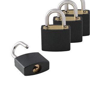 3 Pc Metal Padlock Solid Brass Luggage, Backpack, Diary, Jewelry Box, Crafts, School Teaching Lock with Key and Durable Cover (Small, Black)