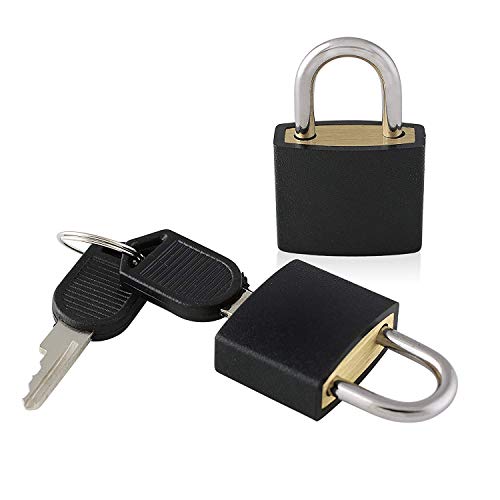 3 Pc Metal Padlock Solid Brass Luggage, Backpack, Diary, Jewelry Box, Crafts, School Teaching Lock with Key and Durable Cover (Small, Black)