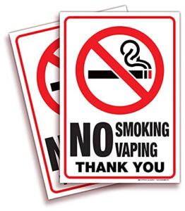 isyfix no smoking no vaping sticker sign - 2 pack 7x10 inch – premium self-adhesive vinyl, laminated for ultimate uv protection, weather, scratch, water & fade resistance, indoor & outdoor