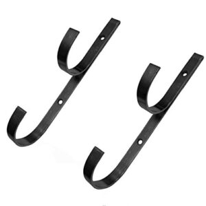 2 Pcs Set Pool Pole Hangers Heavy Duty Black Aluminium Holder with Screws Perfect Hooks for Swimming Pool Telescopic Poles Skimmers Nets Brushes Vacuum Hose Garden Equipment Outdoor Supplies