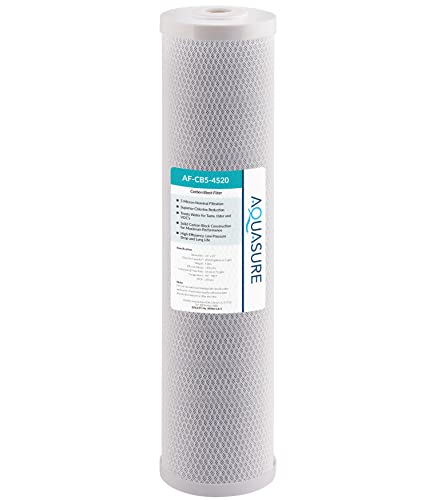 Aquasure Fortitude 5-Micron Coconut Carbon Block Whole House Replacement Water Filter - 20" x 4.5"