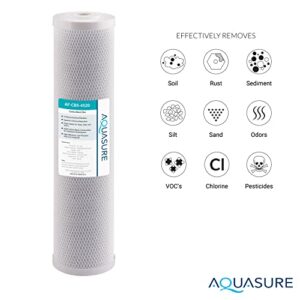 Aquasure Fortitude 5-Micron Coconut Carbon Block Whole House Replacement Water Filter - 20" x 4.5"