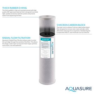 Aquasure Fortitude 5-Micron Coconut Carbon Block Whole House Replacement Water Filter - 20" x 4.5"