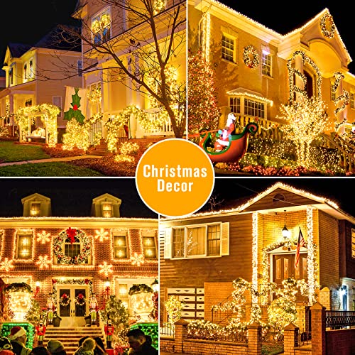 POTIVE Solar Christmas Lights, 2 Pack Each 100 LED 42.7 Ft Solar String Lights Outdoor Waterproof, 8 Modes Outdoor Solar Lights for Tree Patio Yard Wedding Garden Decorations(Warm White)