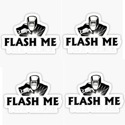 4 Pieces Flash Me Welder Welding Sticker, Hard Hat Stickers Welder, Welding Helmet Decal