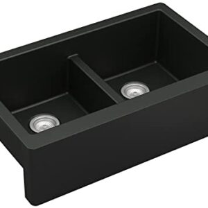 Karran QA-750-BL Quartz Farmhouse Kitchen Sink, Black