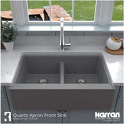 Karran QA-750-BL Quartz Farmhouse Kitchen Sink, Black