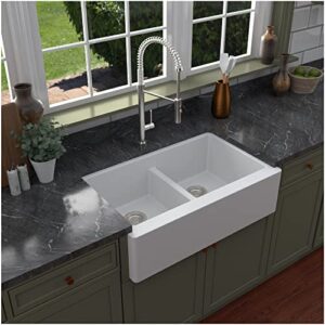 Karran QA-750-BL Quartz Farmhouse Kitchen Sink, Black