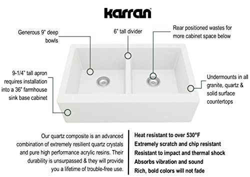 Karran QA-750-BL Quartz Farmhouse Kitchen Sink, Black