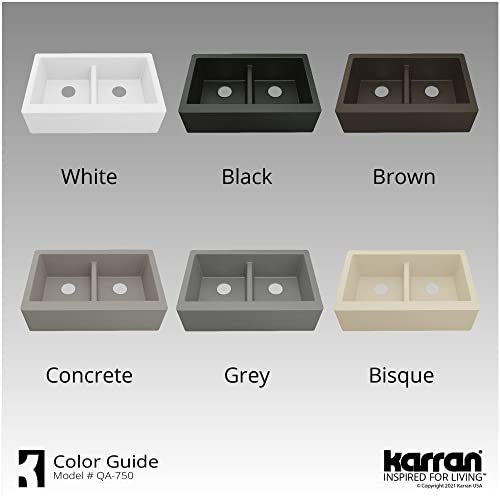 Karran QA-750-BL Quartz Farmhouse Kitchen Sink, Black