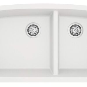 Karran QU-711 Undermount Quartz/Granite Composite Kitchen Sink 32 in. 60/40 Double Bowl in White