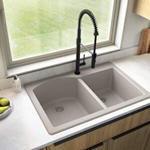 Karran QT-610 Drop-In Quartz Composite 33 in. 1-Hole 60/40 Double Bowl Kitchen Sink in Concrete