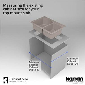 Karran QT-610 Drop-In Quartz Composite 33 in. 1-Hole 60/40 Double Bowl Kitchen Sink in Concrete