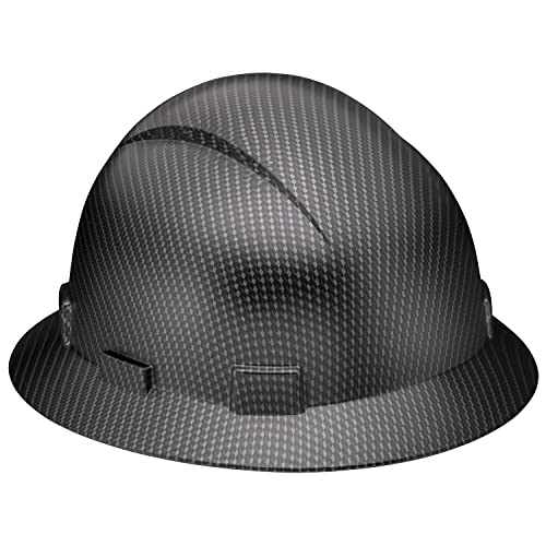 Acerpal Full Brim Non-Vented Classic Black Carbon Fiber Design Matte Finish OSHA Hard Hat with 6-Point Suspension