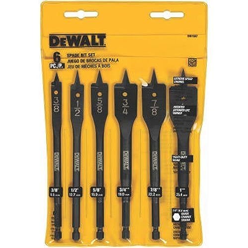 DW1587 6 Bit 3/8-Inch to 1-Inch Spade Drill Bit Assortment (Premium pack)