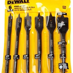 DW1587 6 Bit 3/8-Inch to 1-Inch Spade Drill Bit Assortment (Premium pack)