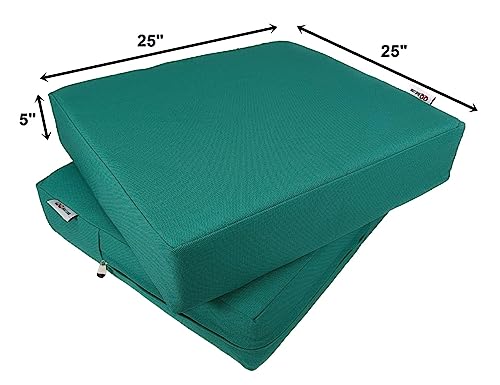 QQbed 6 Pack Outdoor Patio Chair Washable Cushion Pillow Seat Covers 24"X22"X4" Size - Replacement Covers Only (24"X22"X4" 6 Pack, Peacock Blue)