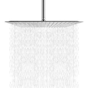 16 rainfall shower head - sarlai 16 inch shower head large rain solid square ultra thin 304 stainless steel chrome finish rainfall shower head