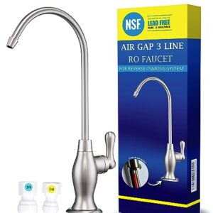 Air Gap 3 Line Lead-Free RO Faucet Drinking Water Filtration Reverse Osmosis Faucet (Brushed Nickel) NSF Certified