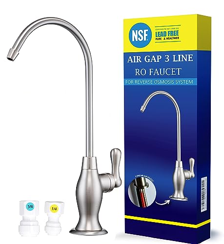 Air Gap 3 Line Lead-Free RO Faucet Drinking Water Filtration Reverse Osmosis Faucet (Brushed Nickel) NSF Certified