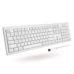 macally full-size usb wired keyboard for mac mini/pro, imac desktop computer, macbook pro/air desktop w/ 16 compatible apple keyboard with numeric keypad, rubber domed keycaps - spill proof