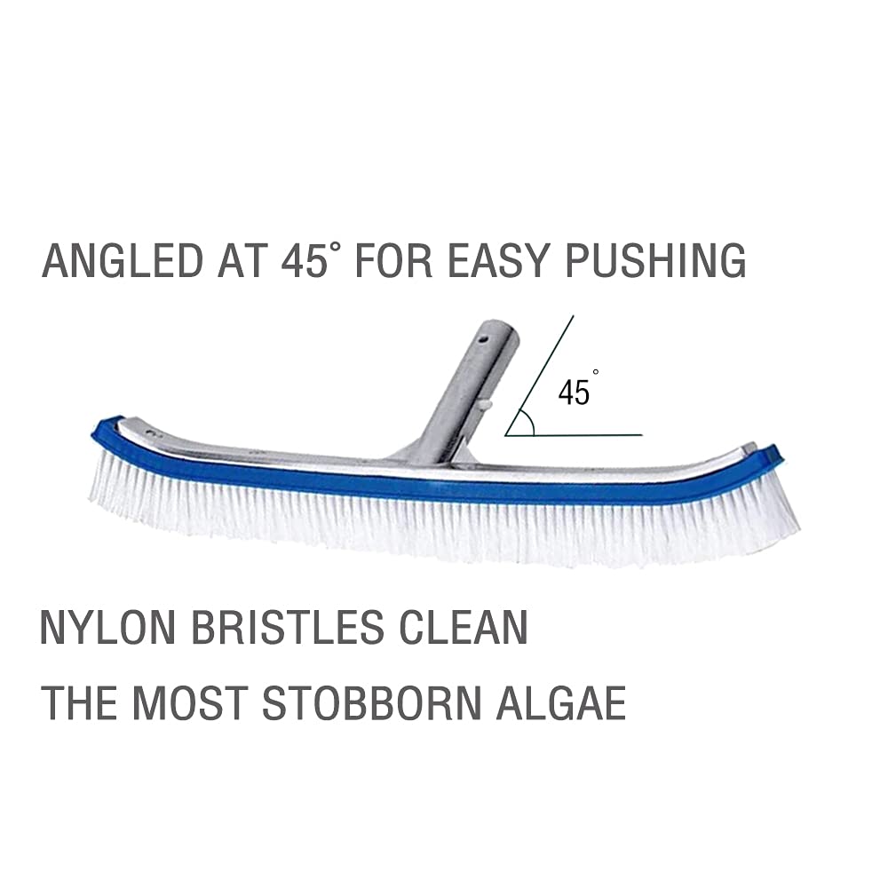 Katikies Pool Brush,Stainless Steel Brush Head,Wire Bristles,for Cleaning and Scrubbing Surfaces Debris Off of All The Areas Within a Pool - Walls, Tiles, Floors, Steps and Corners. (18-inch While)