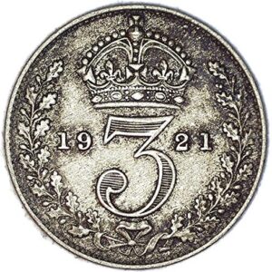 1921 UK George V British Silver Threepence Good